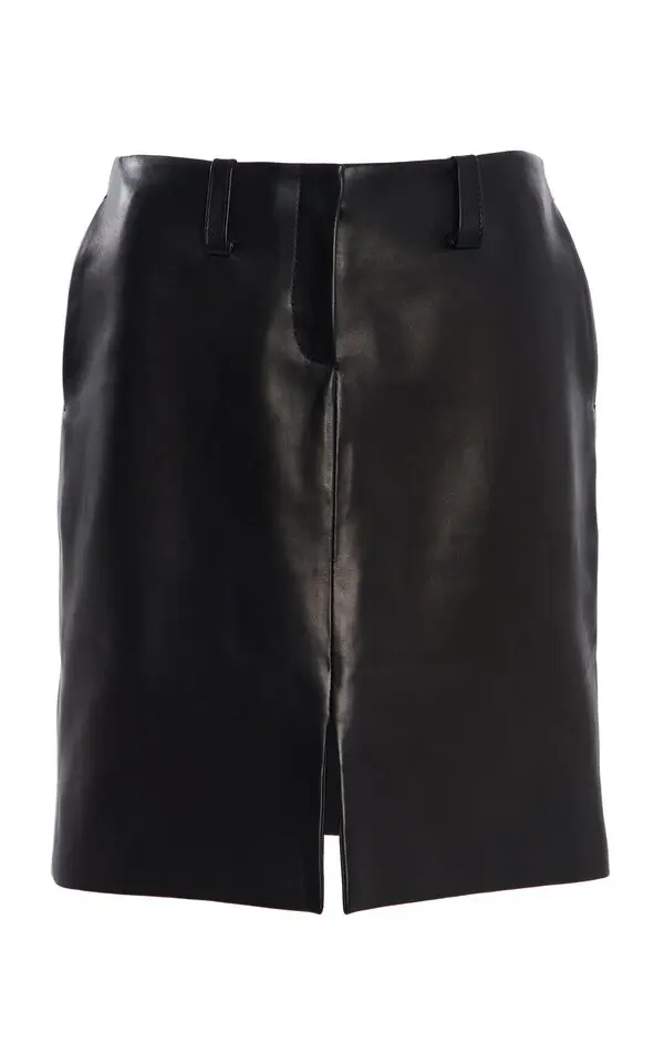 Brandon Maxwell The Lex Pencil Leather Mini Skirt - Black