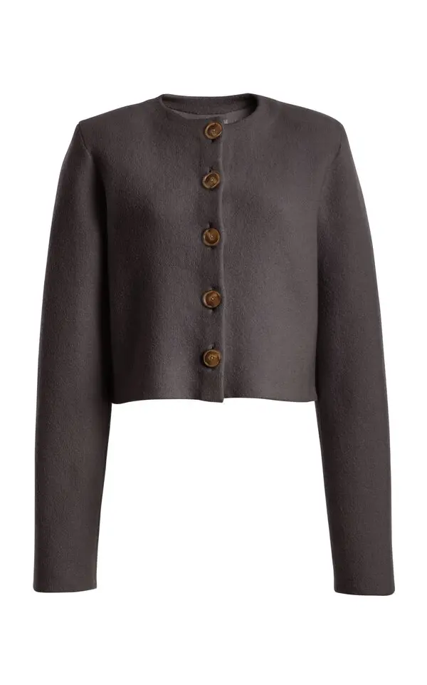 Brandon Maxwell The Ryder Cropped Virgin Wool Jacket - Light Grey