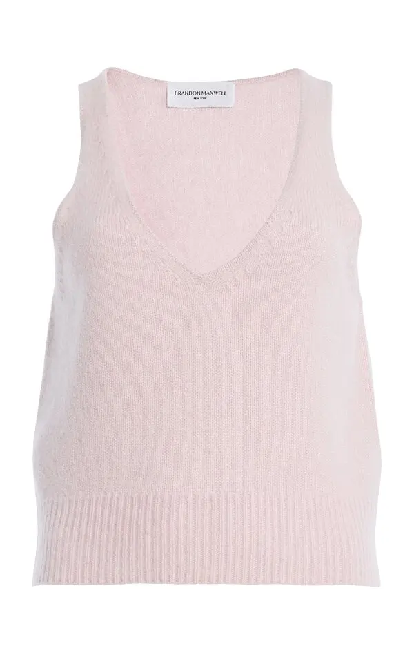 Brandon Maxwell Reese V-neck Cashmere-silk Tank Top - Pink