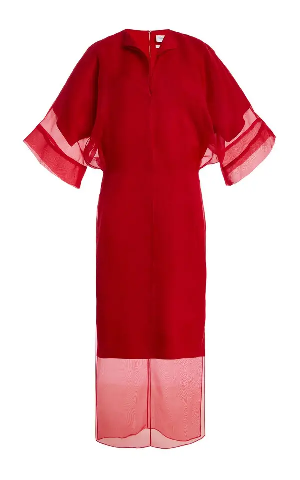 Brandon Maxwell The Zuri Blouson Silk Midi Dress