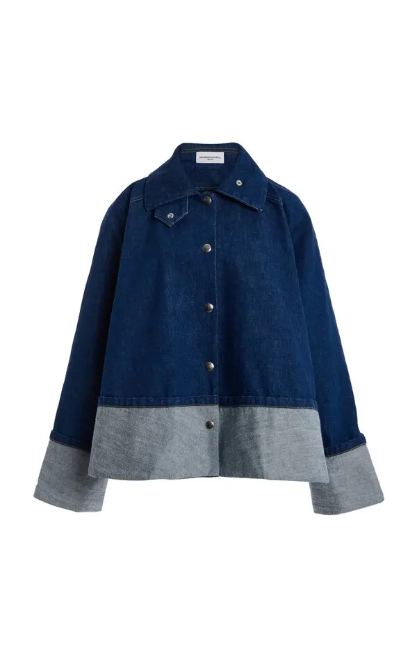 Brandon Maxwell Wells Cuffed Denim Jacket