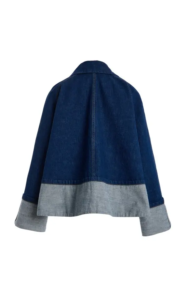 Brandon Maxwell Wells Cuffed Denim Jacket