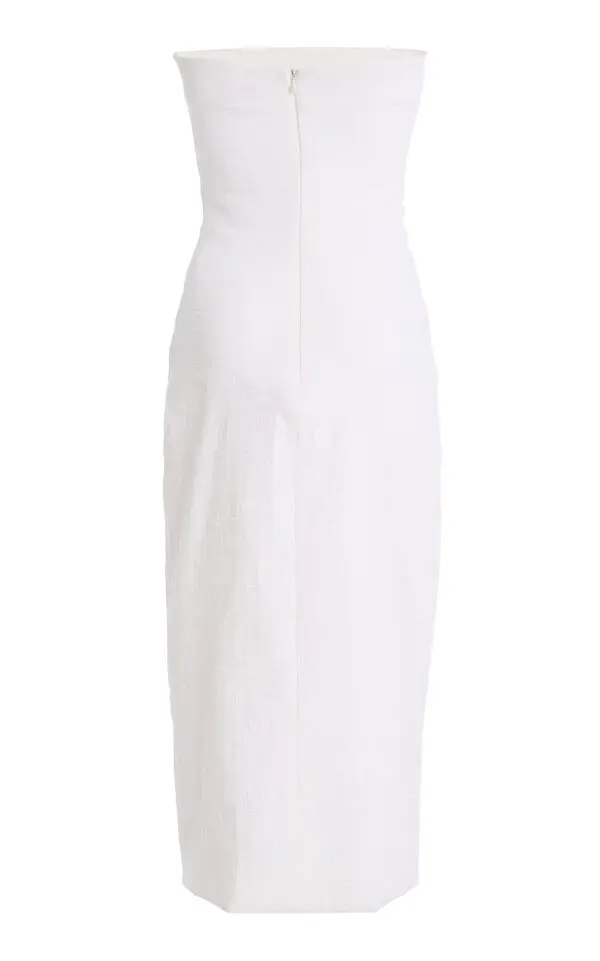 Brandon Maxwell The Ames Strapless Linen-blend Midi Dress