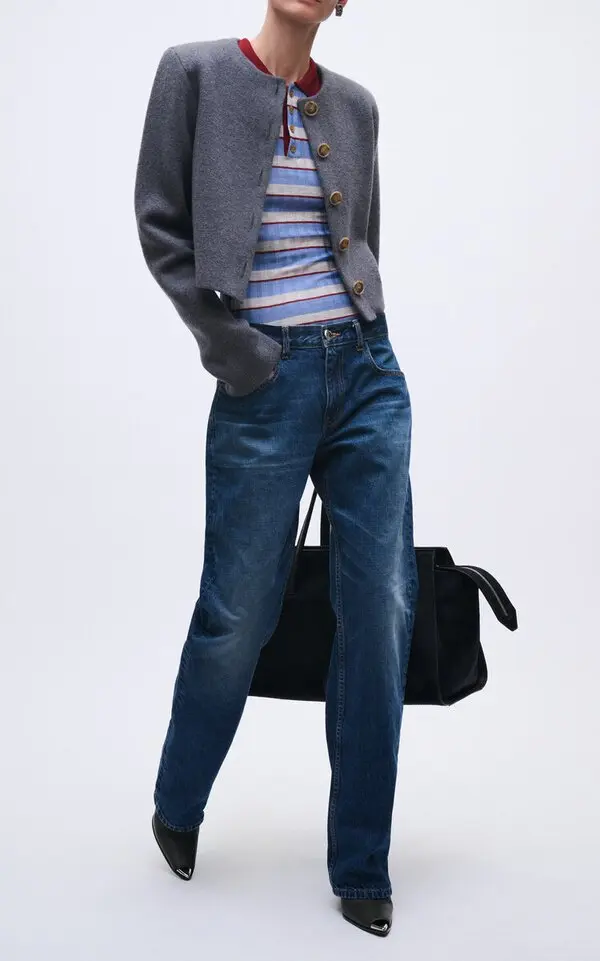 Brandon Maxwell Beau Buckle-detailed Straight-leg Jeans