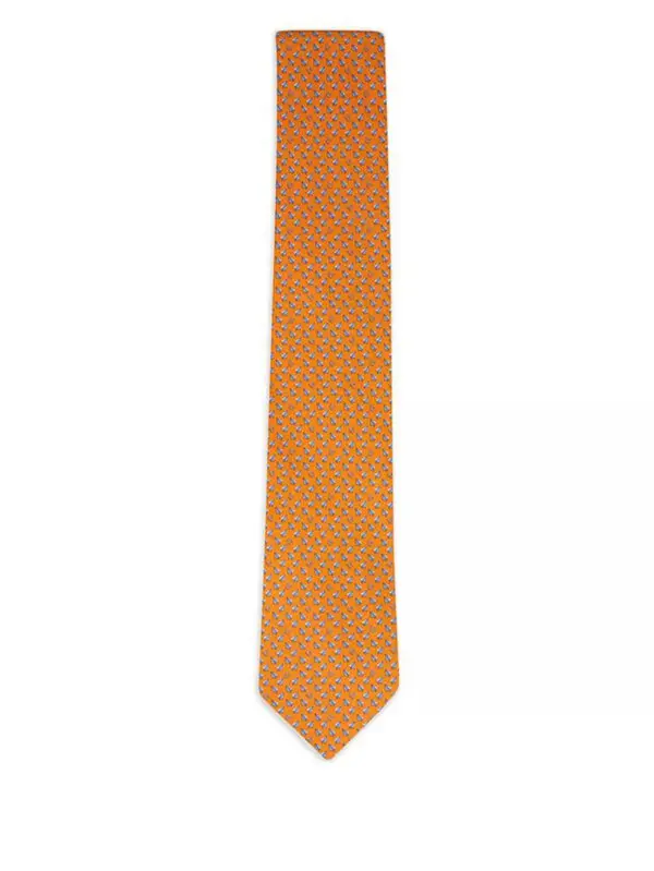 FERRAGAMO Paper Plane Print Tie - Orange