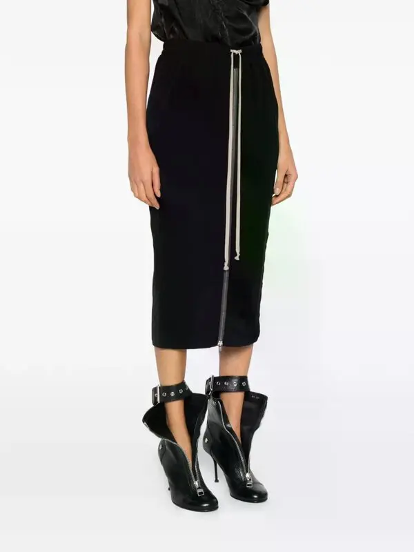 Rick Owens Drawstring Zip Midi Skirt - Black