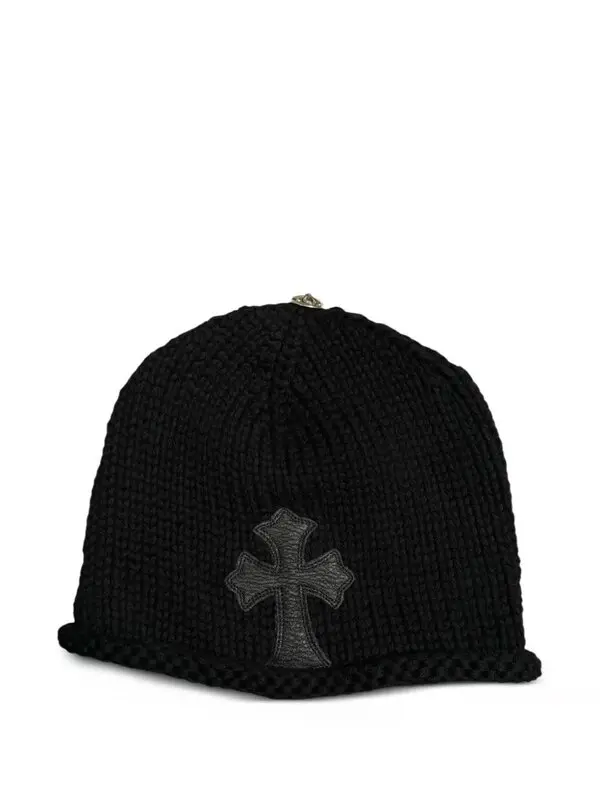 Chrome Hearts Cross Patch Knit Beanie - Black