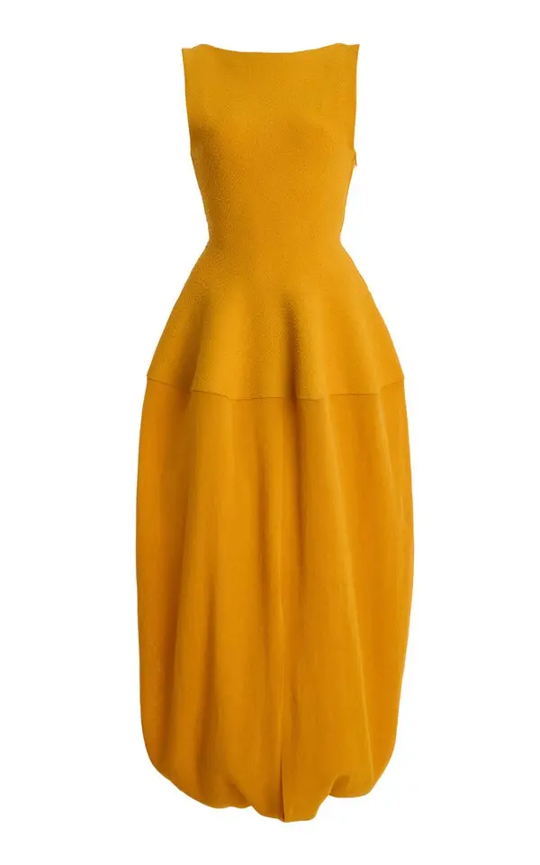 Proenza Schouler Draped Midi Dress With Slit - Yellow