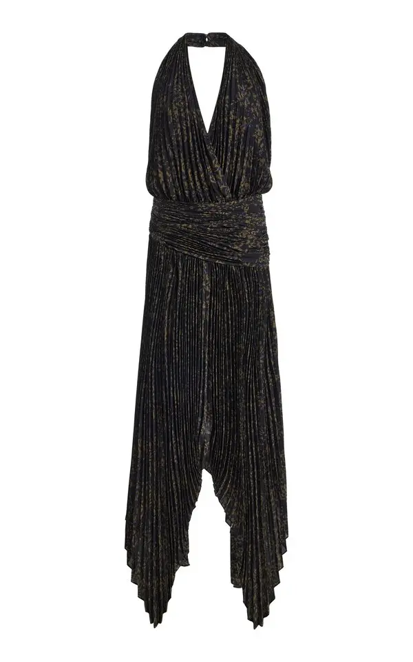 Proenza Schouler Halterneck Pleated Maxi Dress - Print