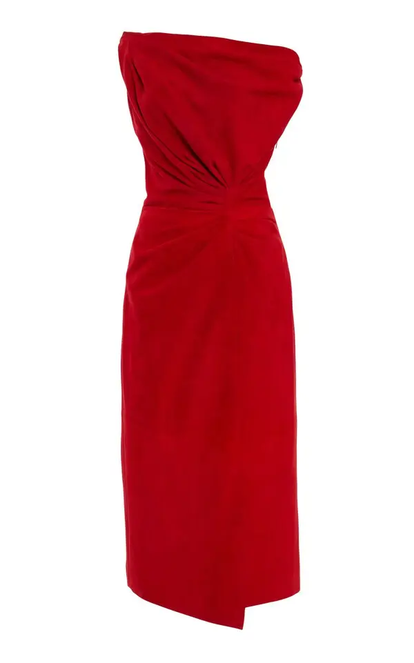 Proenza Schouler Kaelin Asymmetric Suede Dress - Red