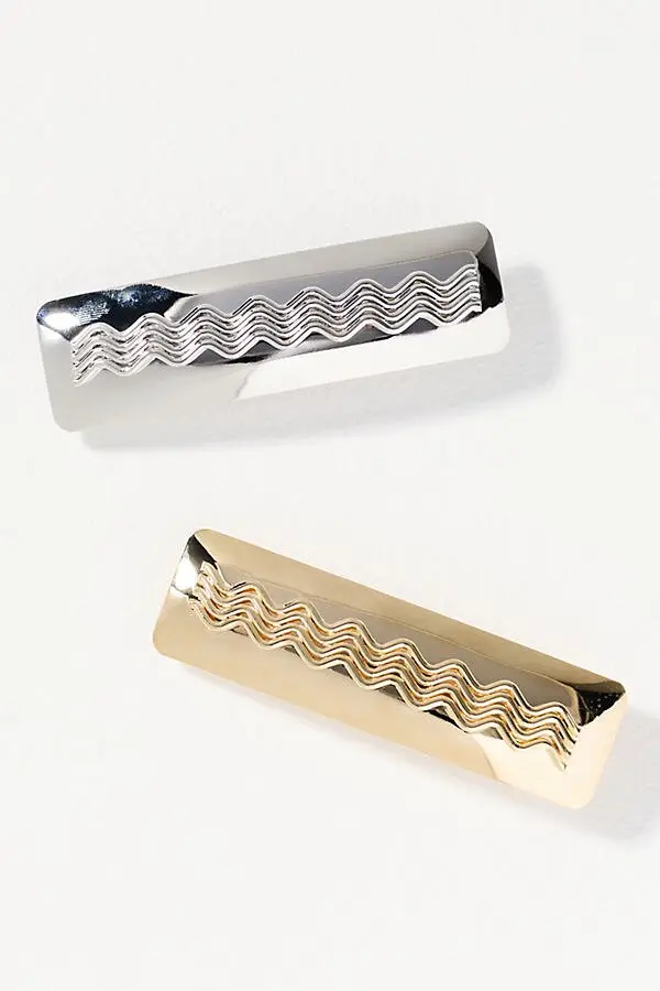 NATASHA Zigzag Barrette - Gold & Silver
