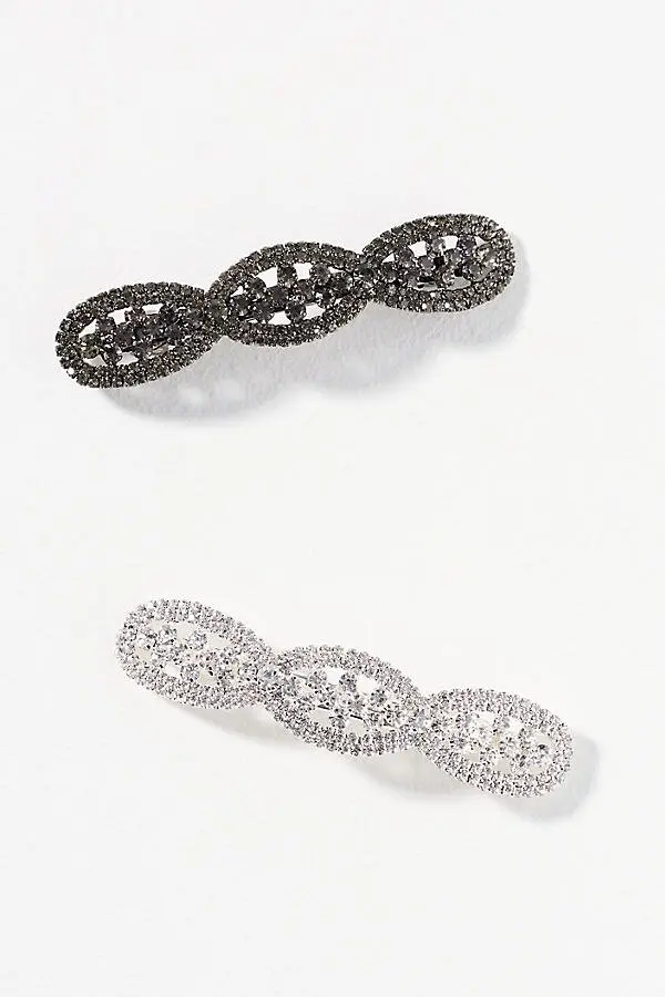 NATASHA Crystal Barrette - Black/silver