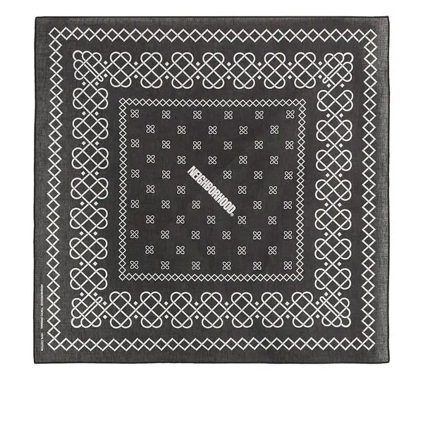 NEIGHBORHOOD Line Pattern Bandana - Black