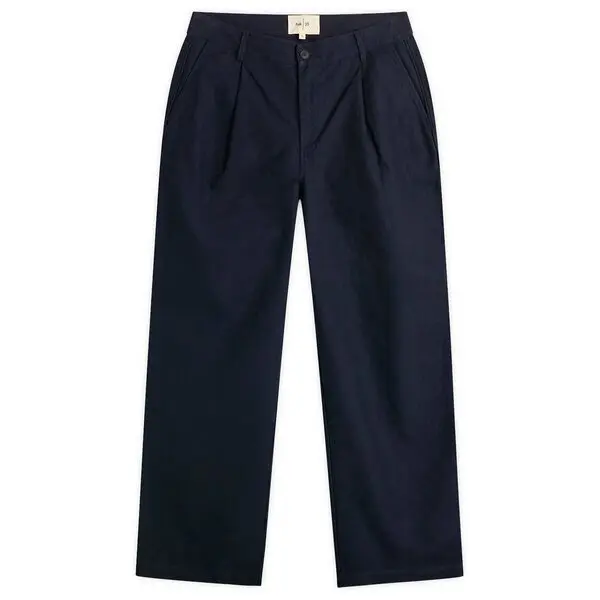 Folk Wide Fit Trousers - Ash Navy Brushed Twill