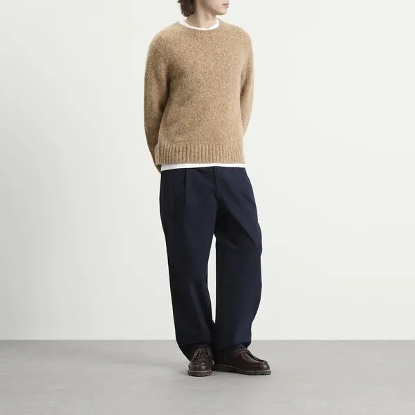 Folk Wide Fit Trousers - Ash Navy Brushed Twill