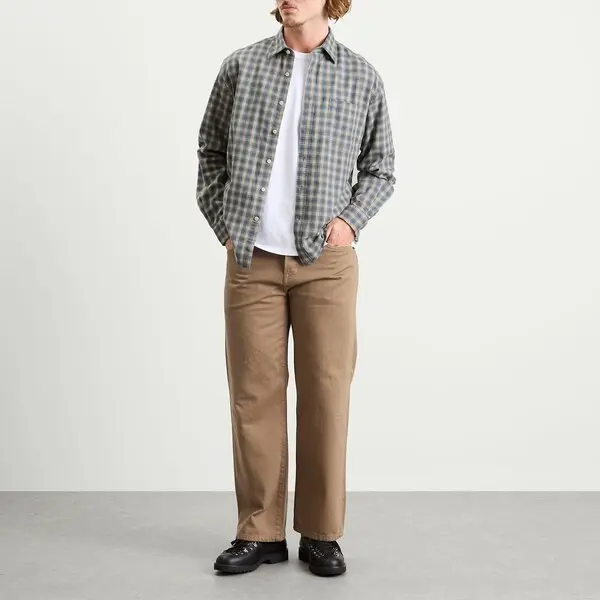 Nn07 Deon Check Flannel Shirt - Blue Check