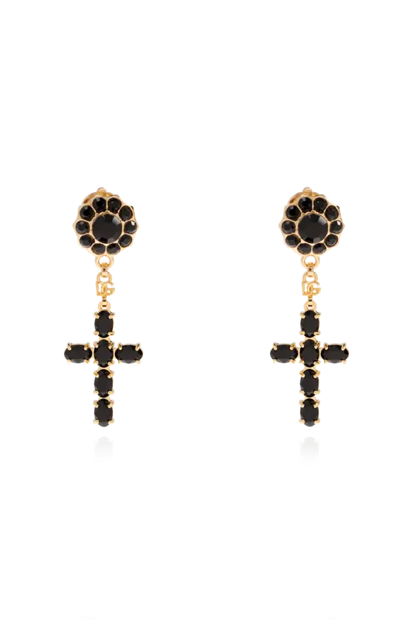 Dolce & Gabbana Clip-on Earrings With Cross Charms - Gold