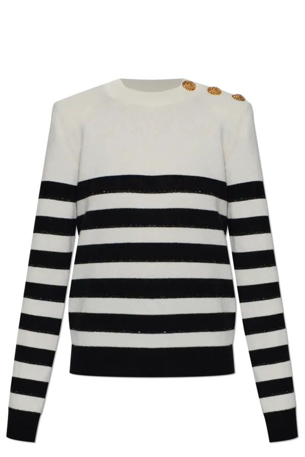Balmain Striped Sequined Sweater - Black