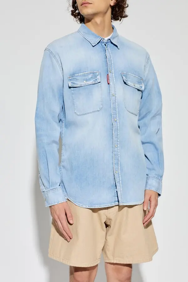 Dsquared2 Denim Shirt With Vintage Effect