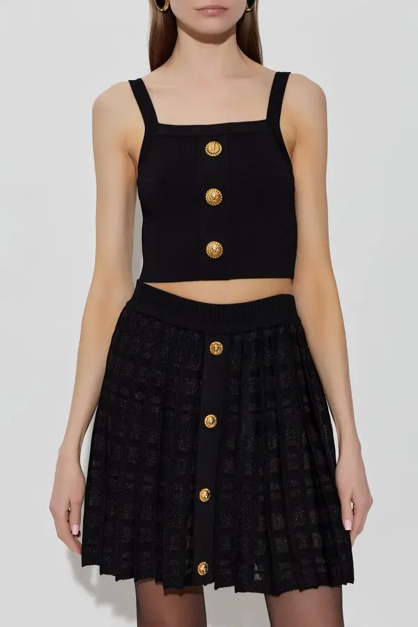 Balmain Short Strap Top - Black