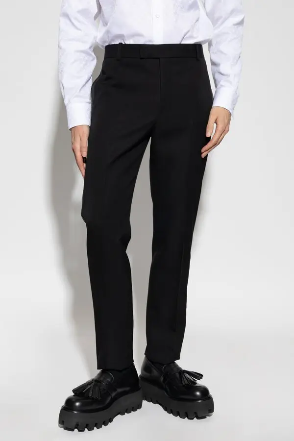 Alexander McQueen Wool Trousers With Silk Stripe