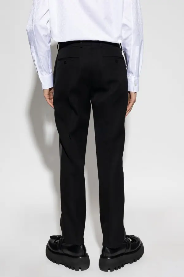 Alexander McQueen Wool Trousers With Silk Stripe