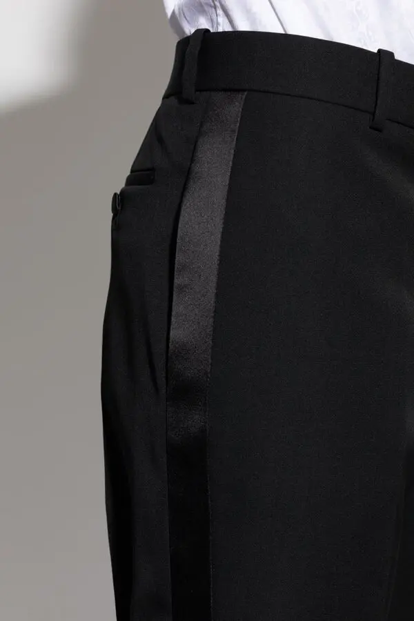 Alexander McQueen Wool Trousers With Silk Stripe