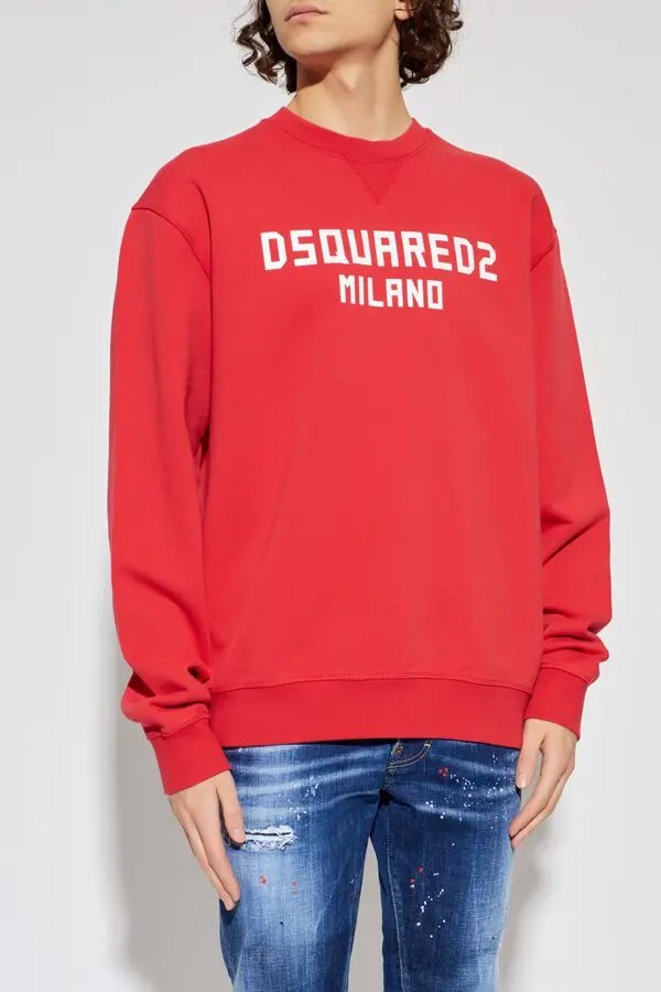 Dsquared2 Crewneck Sweatshirt With Printed Logo - Red