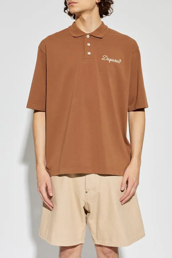 Dsquared2 Polo With Embroidered Logo - Brown