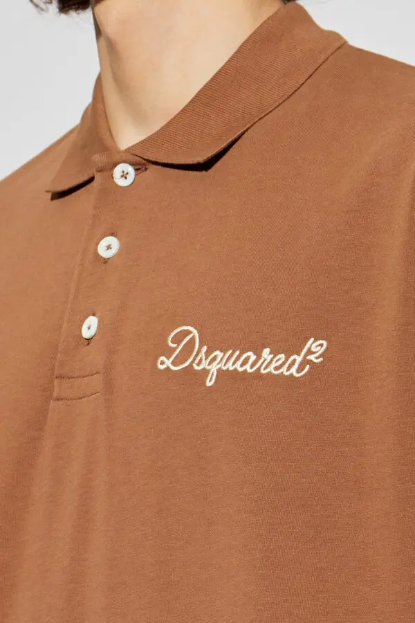 Dsquared2 Polo With Embroidered Logo - Brown