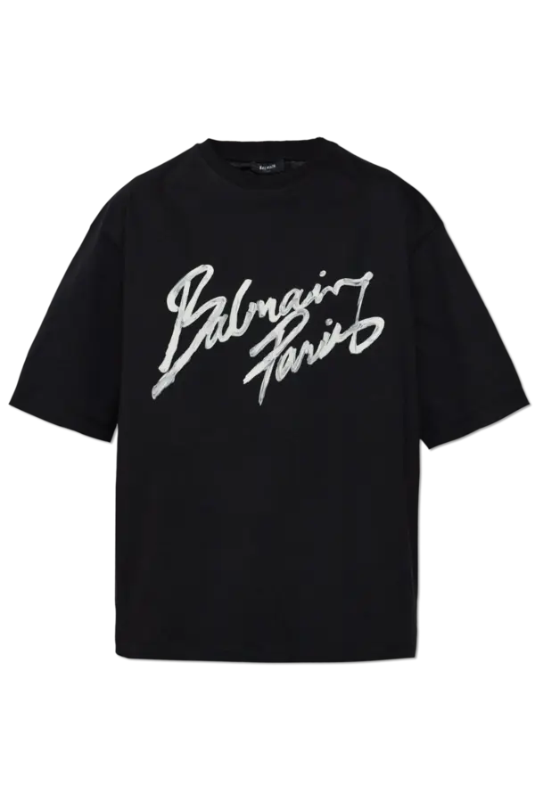 Balmain T-shirt With Printed Logo - Black