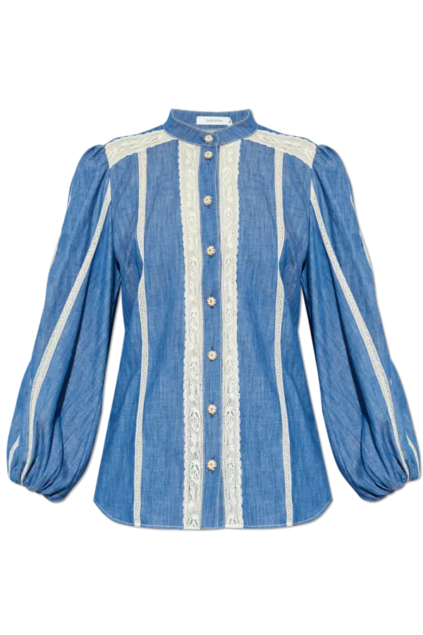 Zimmermann Lace-trimmed Denim Shirt - Blue