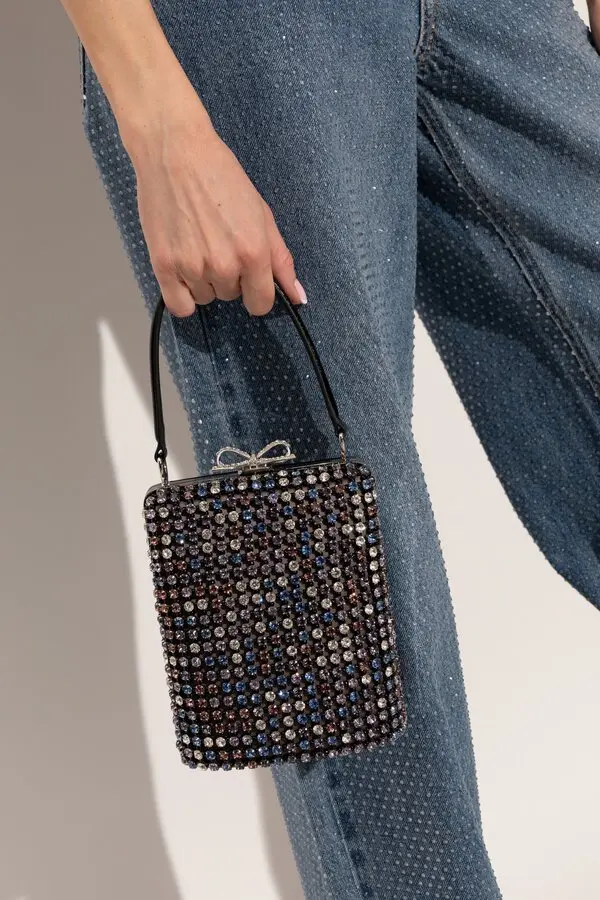 SELF-PORTRAIT Clutch Bag With Crystal Embellishments - Silver