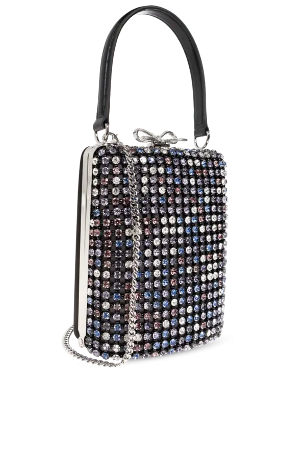 SELF-PORTRAIT Clutch Bag With Crystal Embellishments - Silver