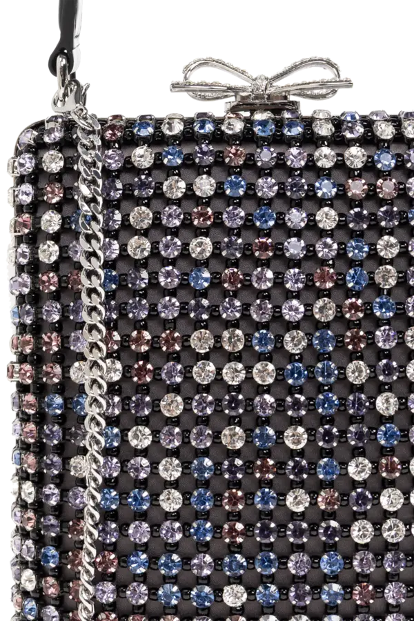 SELF-PORTRAIT Clutch Bag With Crystal Embellishments - Silver
