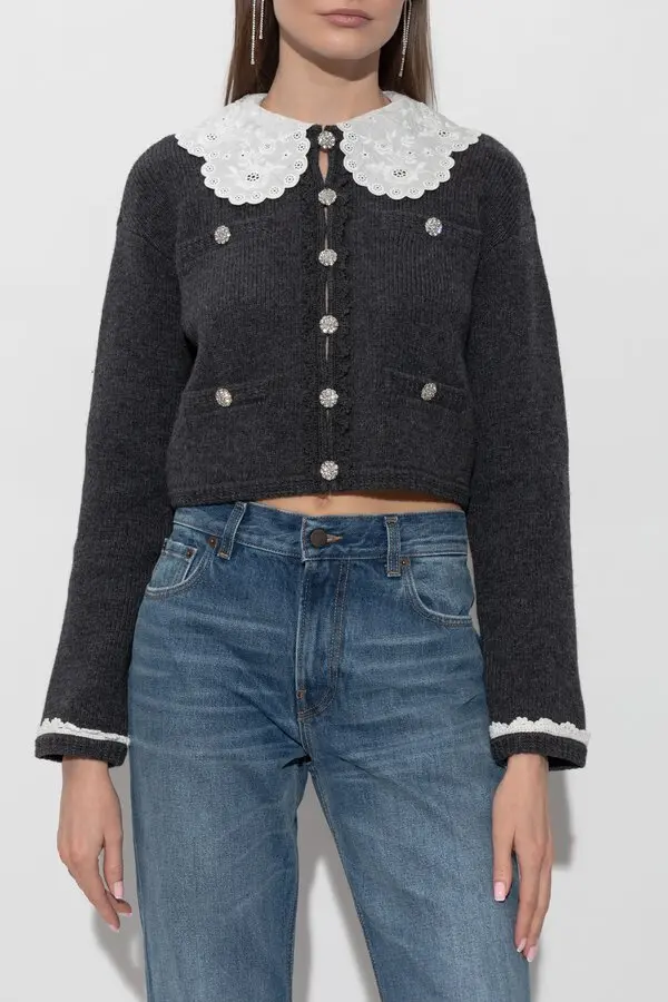 SELF-PORTRAIT Cardigan With Detachable Collar
