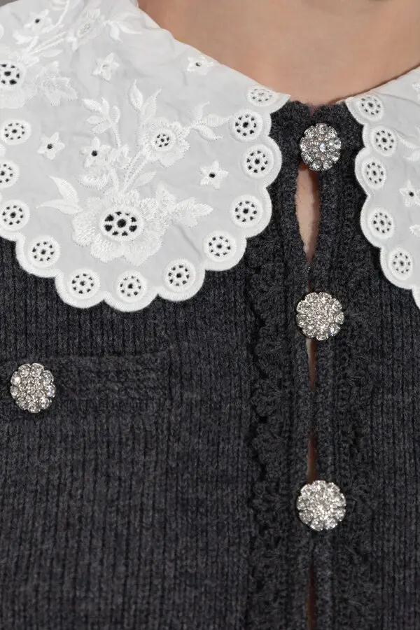 SELF-PORTRAIT Cardigan With Detachable Collar