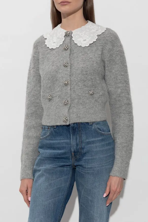 SELF-PORTRAIT Cardigan With Detachable Collar