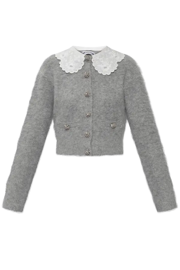 SELF-PORTRAIT Cardigan With Detachable Collar
