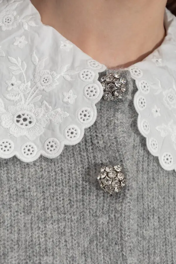 SELF-PORTRAIT Cardigan With Detachable Collar