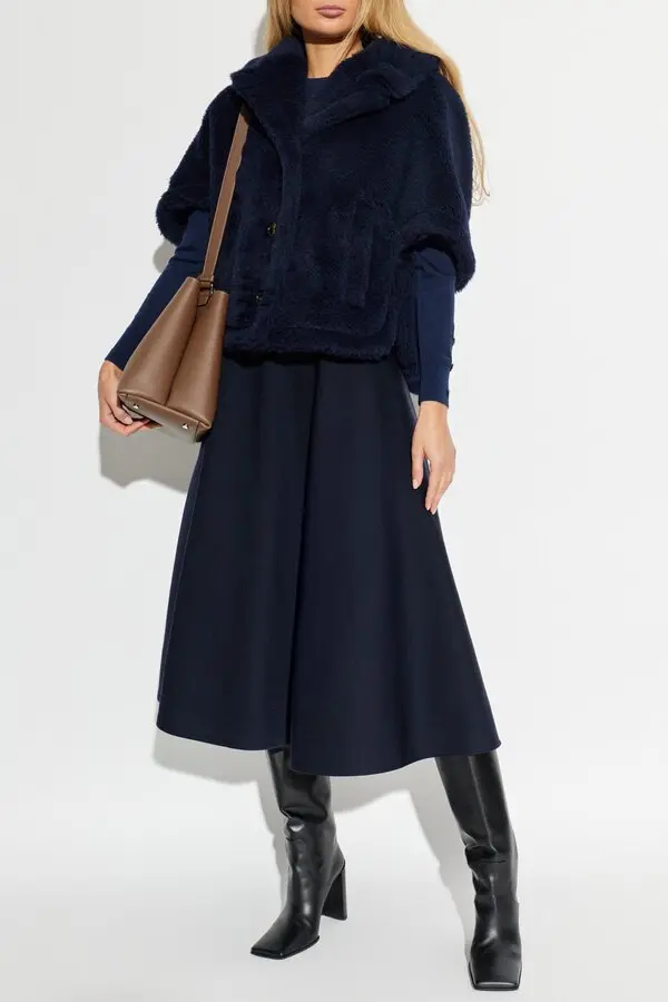 Max Mara Short Fur Coat - Navy Blue