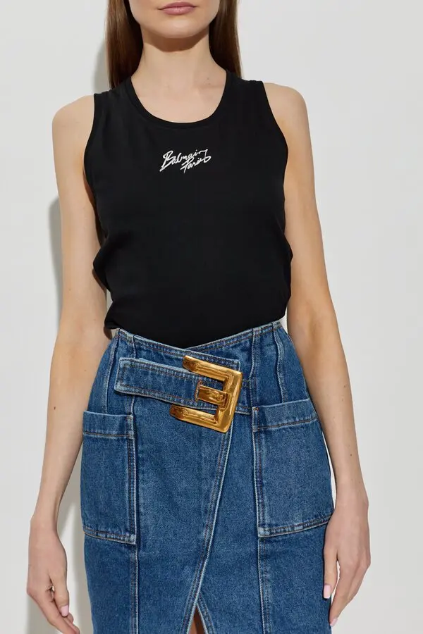 Balmain Sleeveless Top - Black