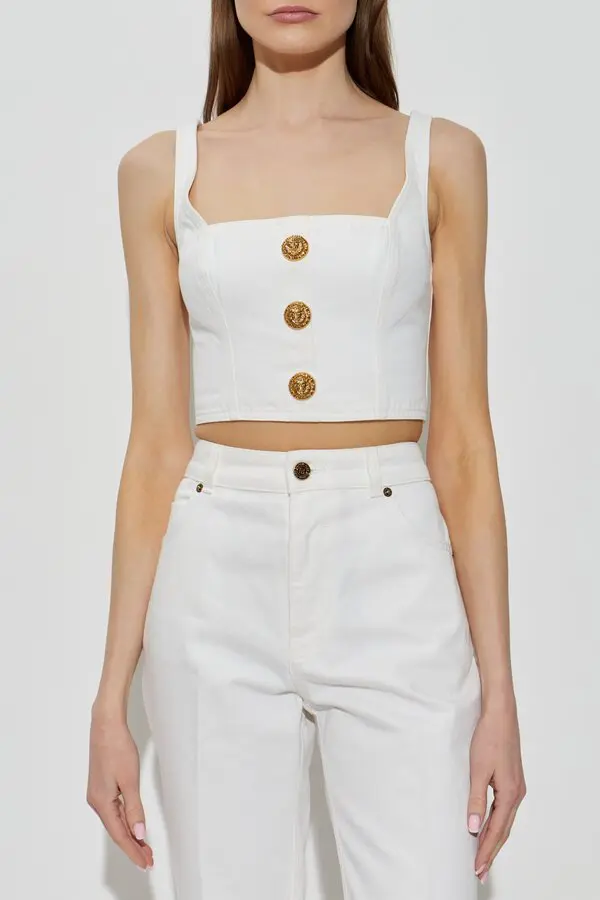 Balmain Short Off-shoulder Top - White