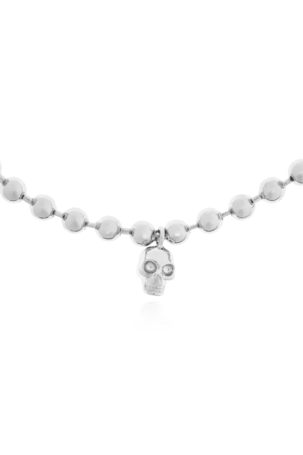 Alexander McQueen Brass Skull Pendant Necklace - Silver
