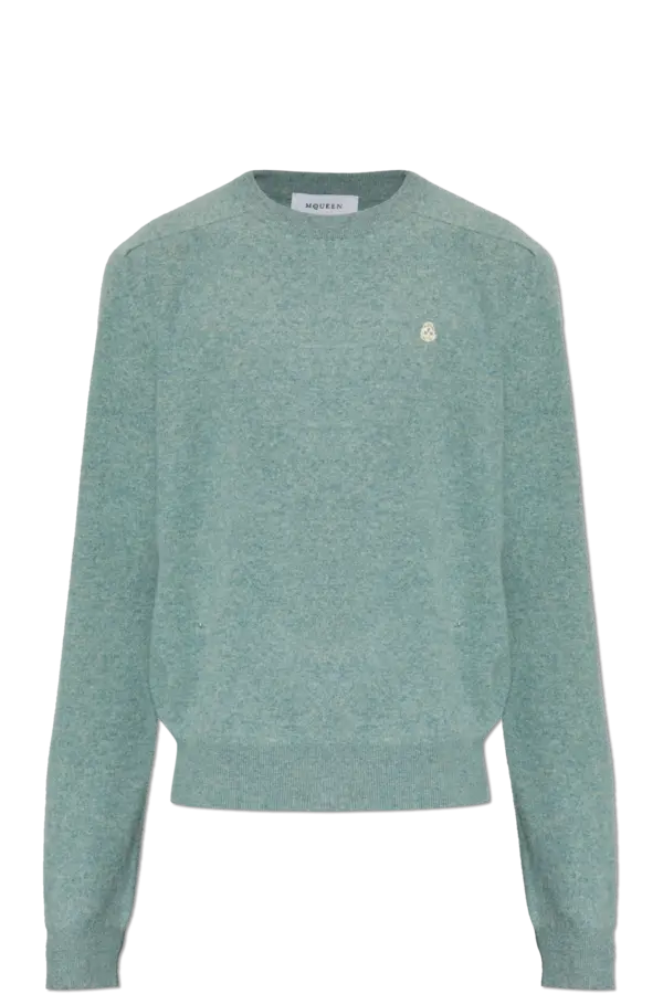 Alexander McQueen Wool Sweater With Logo - Blue