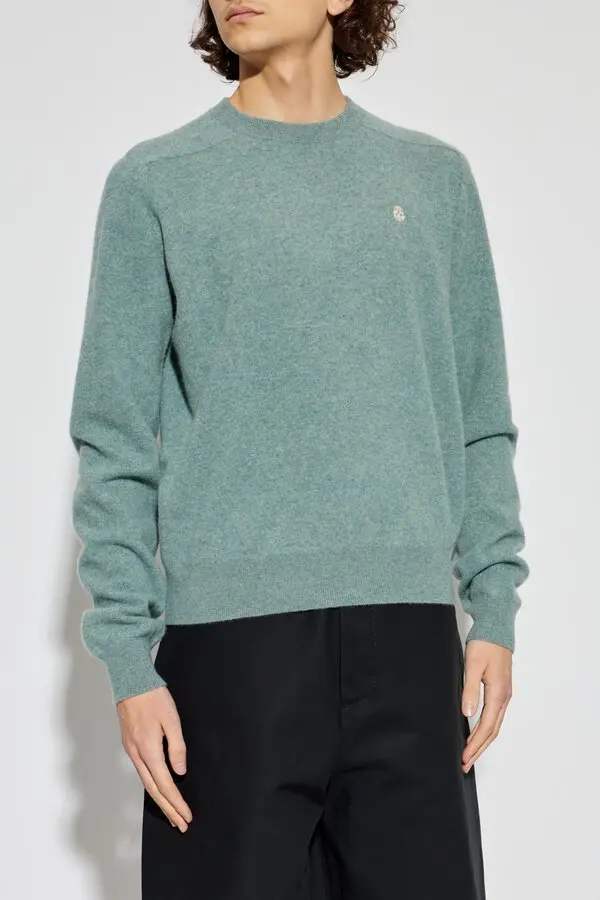 Alexander McQueen Wool Sweater With Logo - Blue