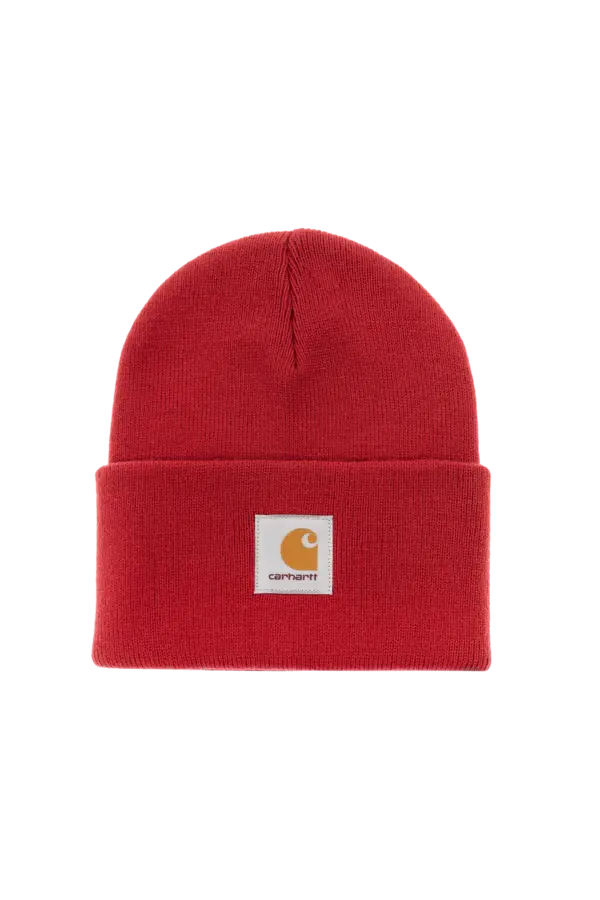 Carhartt Work In Progress Beanie With Logo Patch - Red