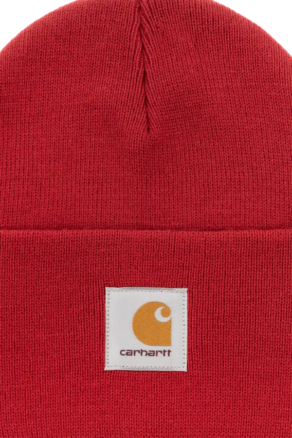 Carhartt Work In Progress Beanie With Logo Patch - Red