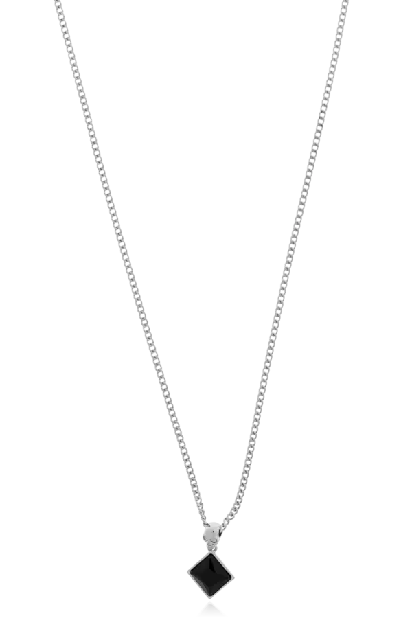 Alexander McQueen Brass Necklace With Diamond Shaped Pendant - Silver