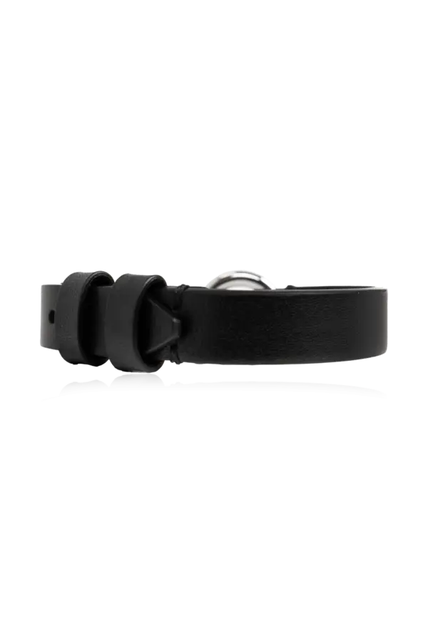 Alexander McQueen Leather Bracelet With Skull Pendant - Black